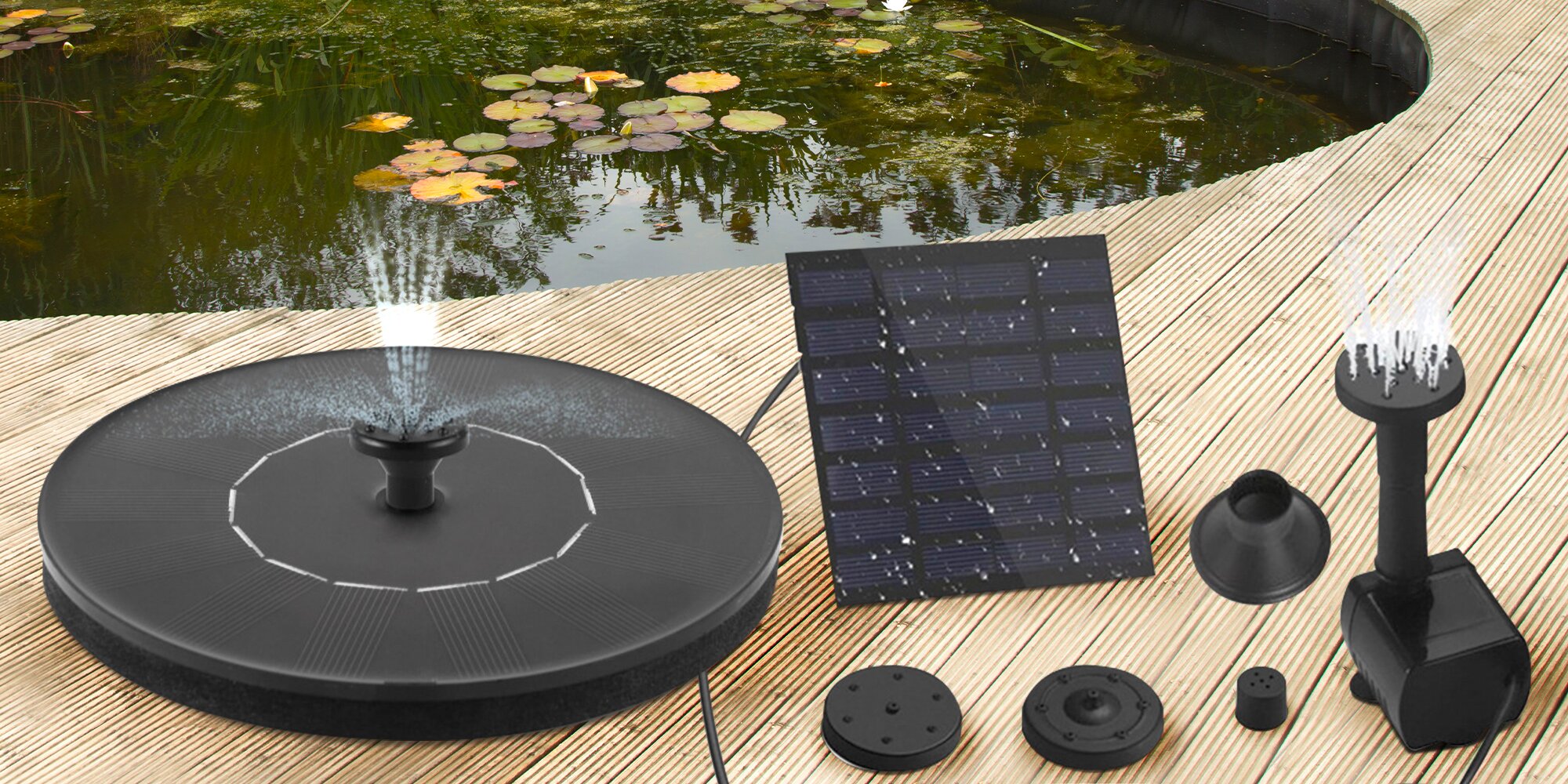 Solární fontány: 4–7 trysek i barevné podsvícení | Slevomat.cz